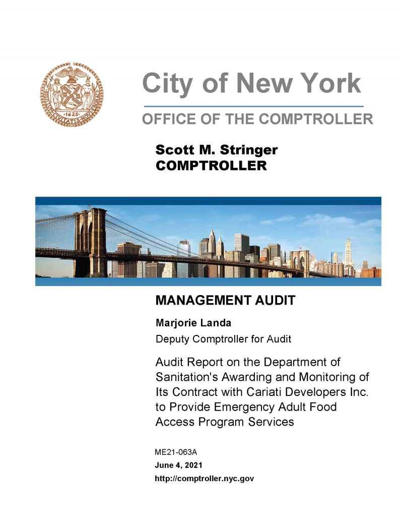 Comptroller Stringer Audit: DSNY Failed to Follow Procurement Guidance ...