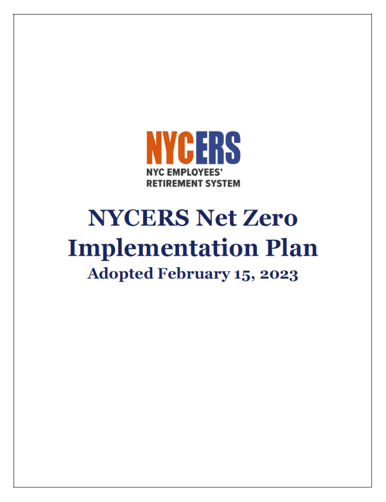 NYCERS Net Zero Implementation Plan - Office of the New York City ...