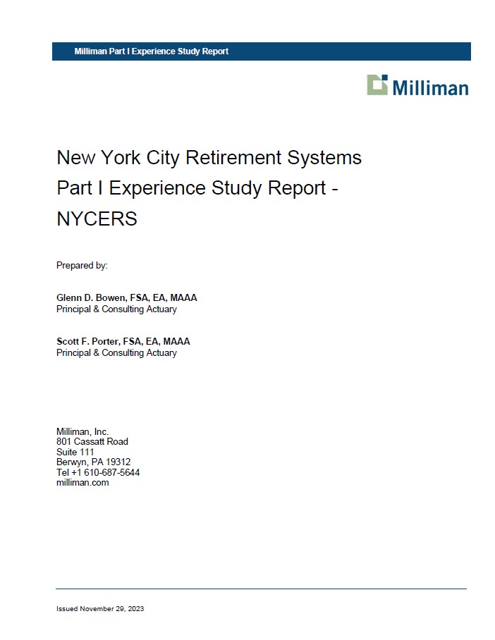 New York City Retirement Systems Part I Experience Study Report ...
