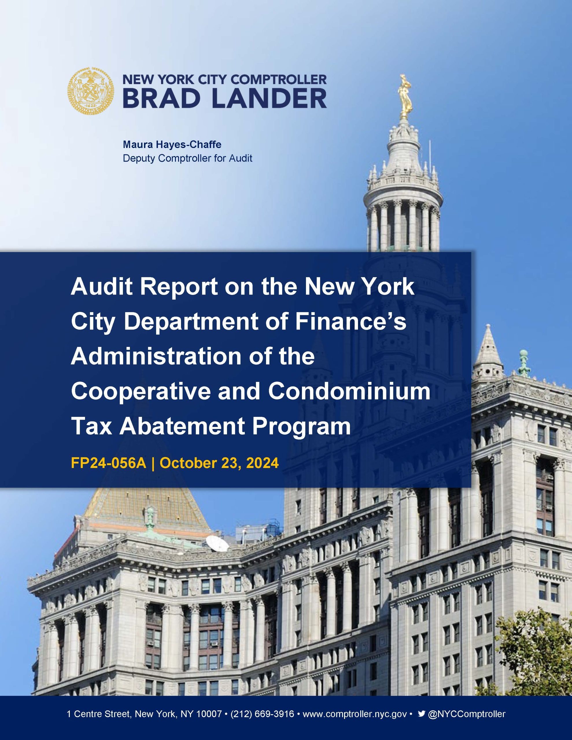 Agencies Finance, Department of - Office of the New York City Comptroller Brad Lander