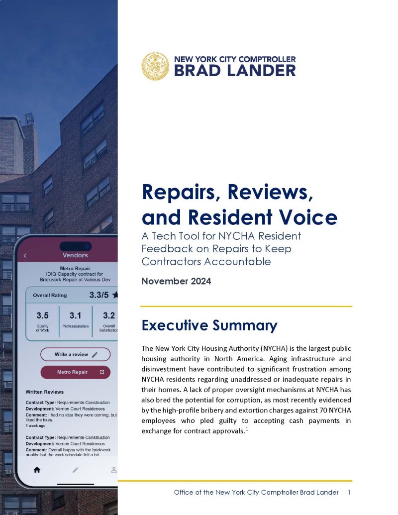 NYC Comptroller Lander Finds Rampant Failures in Repair Vendor ...