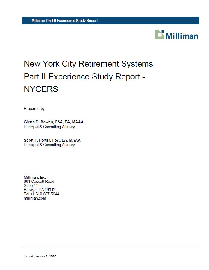 New York City Retirement Systems, Part II Experience Study Report ...
