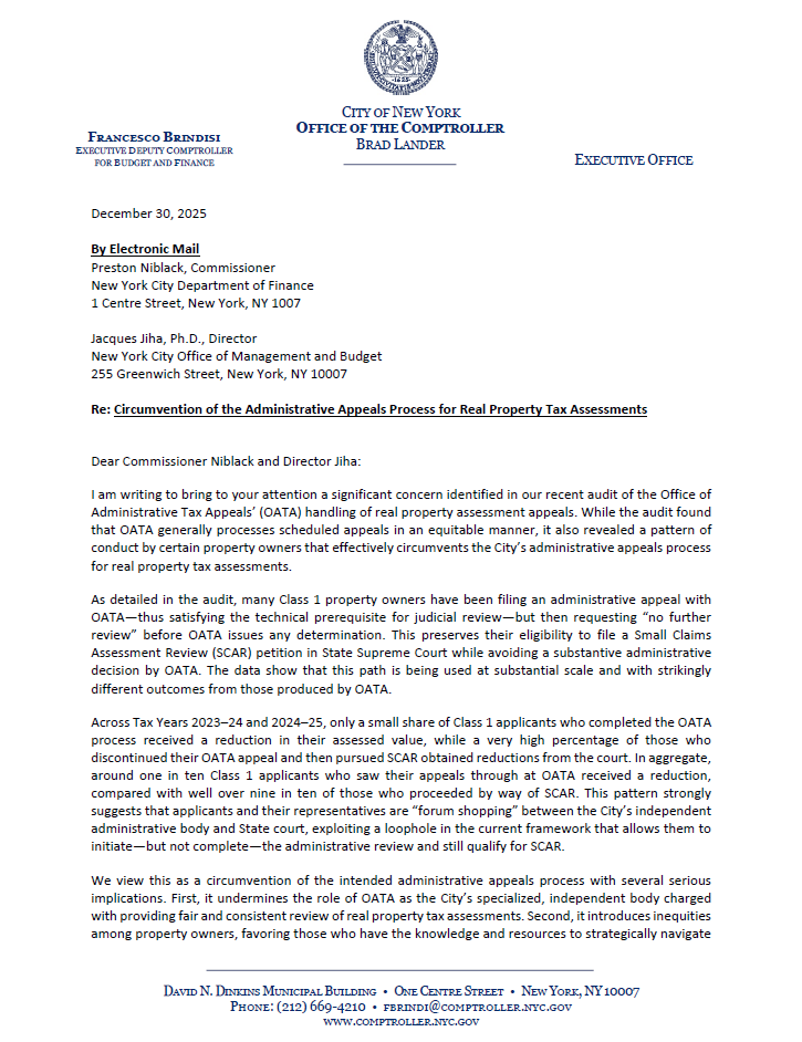 Re: Circumvention of the Administrative Appeals Process for Real ...