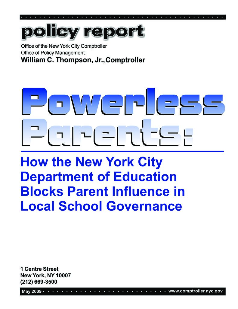 Powerless Parents: How the New York City Department of Education Blocks ...
