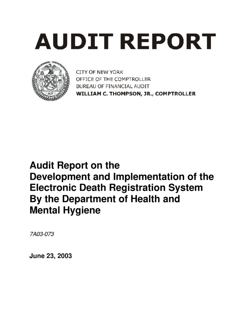 Audit Report on the Development and Implementation of the Electronic ...