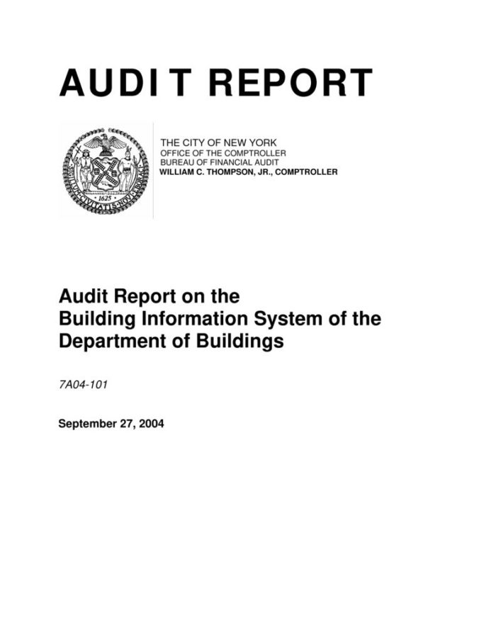 Audit Report on the Building Information System of the Department of ...