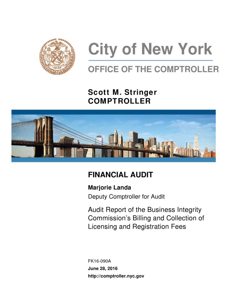 Audit Report of the Business Integrity Commission’s Billing and ...