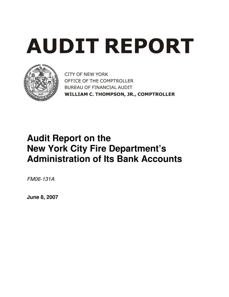 Audit Report on the New York City Fire Department’s Administration of ...