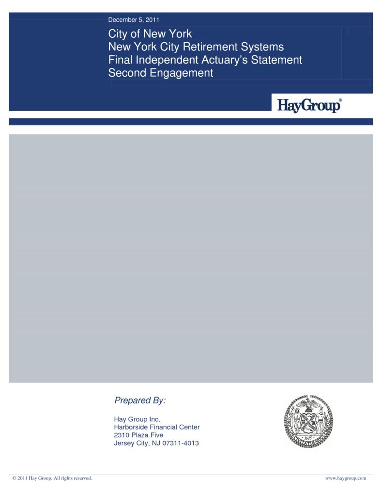 Final Actuarial Audit Reports Submitted by Hay Group, Inc ...