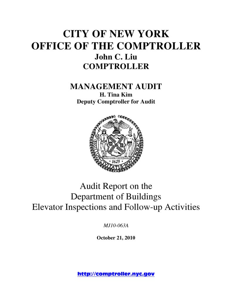 Audit Report On The Department Of Buildings Elevator Inspections And ...