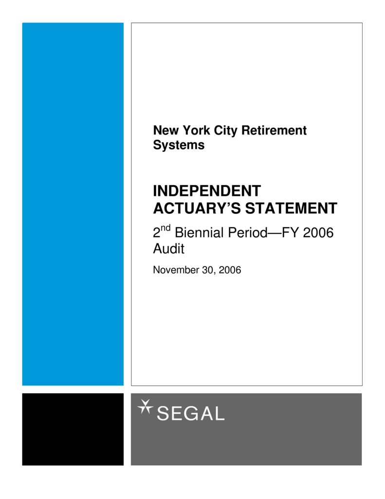 Final Actuarial Audit Reports Issued by Segal Company – Independent ...