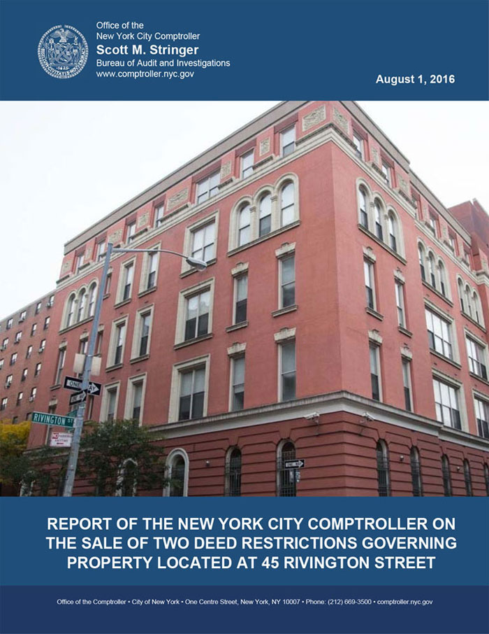 Report of the New York City Comptroller on the Sale of Two Deed ...
